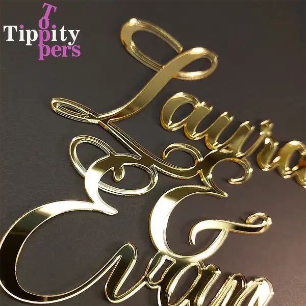 Acrylic Engagement Cake Topper with Couple Names | TippityToppers ...