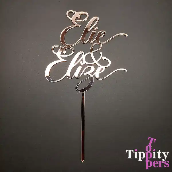 Wedding Cake Topper in Acrylic with Couple Names | TippityToppers ...